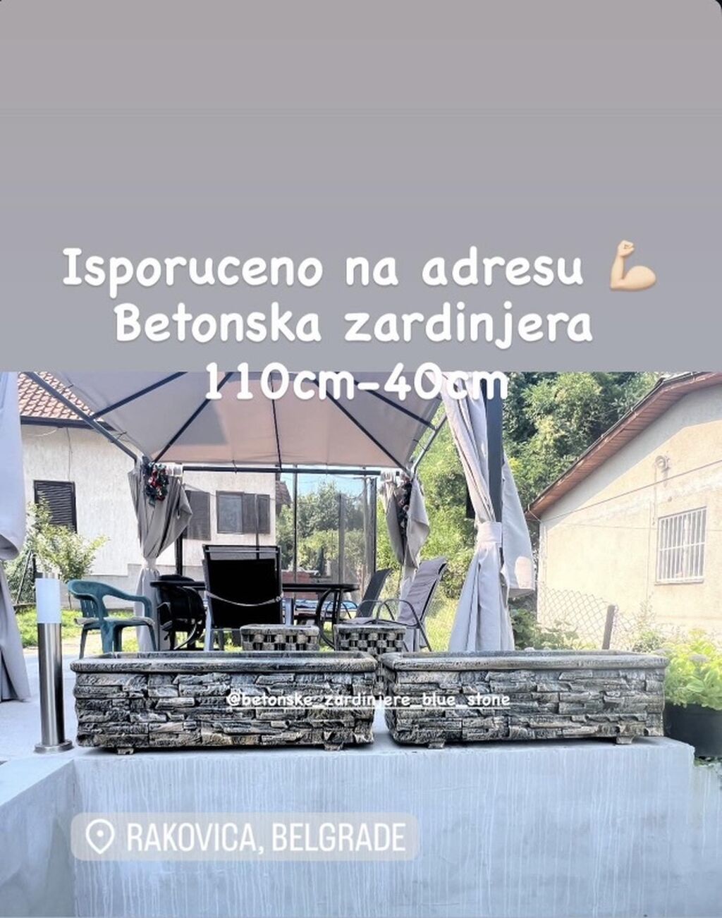 Betonska žardinjera – dimenzije 110 cm x 40 cm. - Materijal: armirani