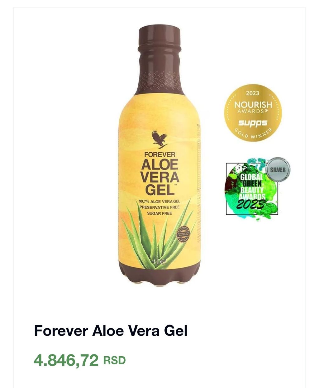 Forever Aloe Vera Gel – napitak na bazi aloe vere - Sastav: 99,7%