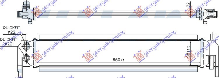 HLADNJAK MOTORA DODATNI 1.2 TFSi BENZIN / 1.6 TDi DIZEL (650x98x32) (VALEO)