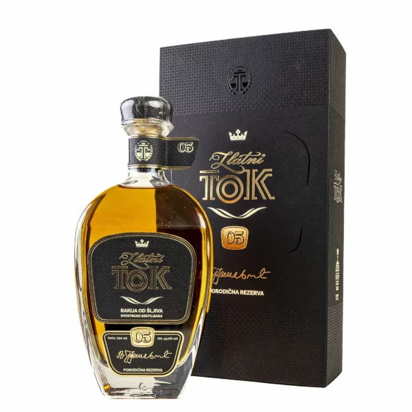 Zlatni Tok 05 0,7l 43% vol Šljivova prepečenica sa kutijom Tok