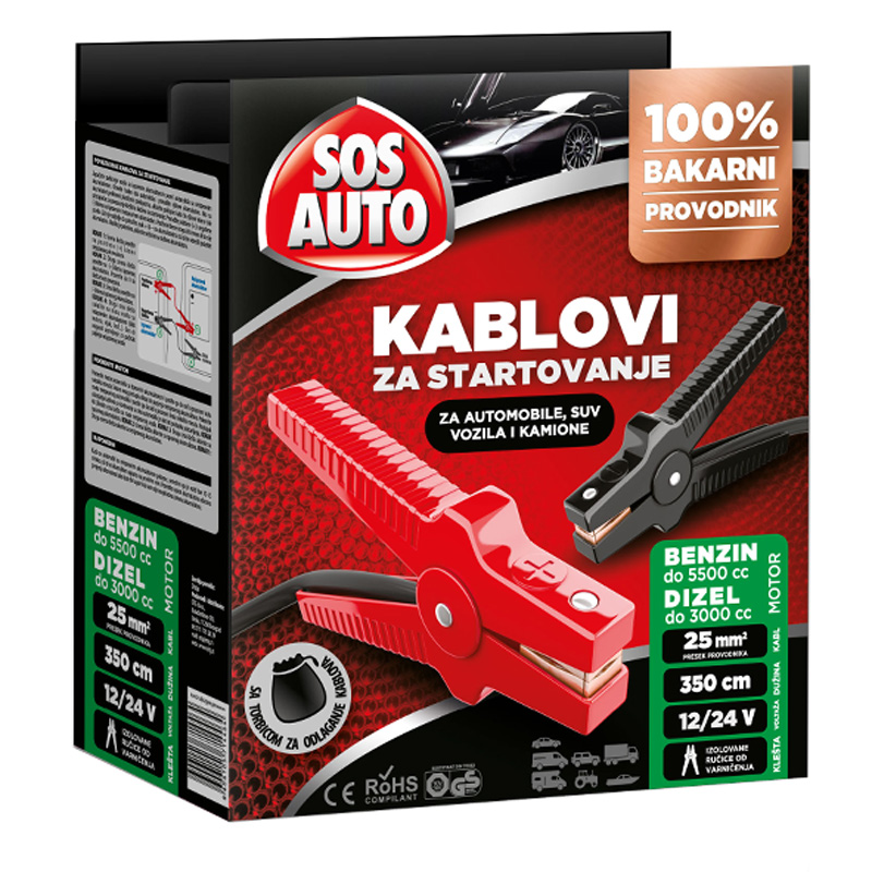 Sos Auto Kablovi za stratovanje 25 mm², TUV/GS