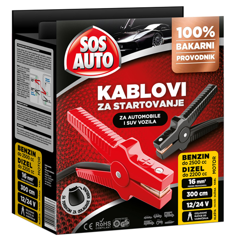 Kablovi za startovanje 16 mm², TUV/GS