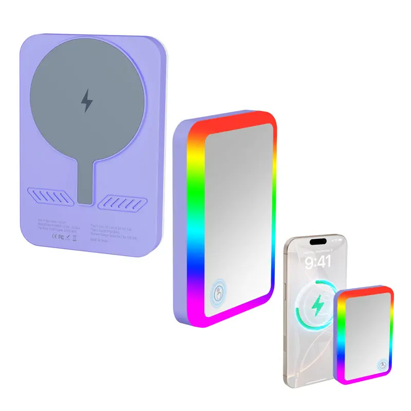 Power Bank Rainbow 5000 mAh bezicno punjenje sa RGB ogledalom