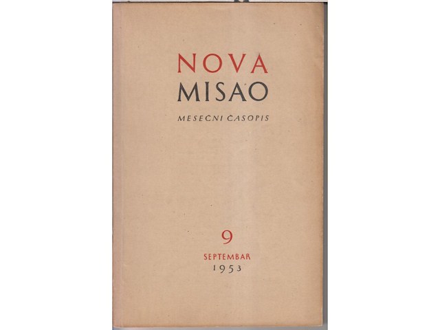NOVA MISAO 9/1953 + ekstremno RETKO