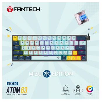 Tastatura Mehanicka Gaming Fantech MK874V2 RGB Atom 63 Mizu SkyBlue (blue switch)