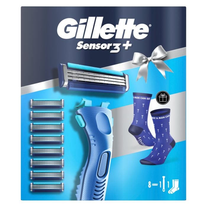 Gillette Sensor 3+ poklon set (brijač + 8 dopuna + muške čarape)