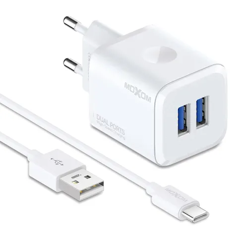 Kucni punjac Moxom MX-HC160 2.4A 2xUSB Type C beli (MS)