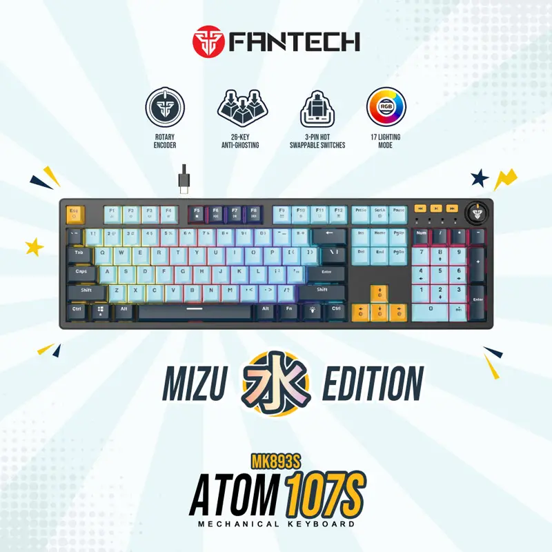 Tastatura mehanička Gaming Fantech MK893S RGB Atom 107S MIZU Blue (Red Swich)