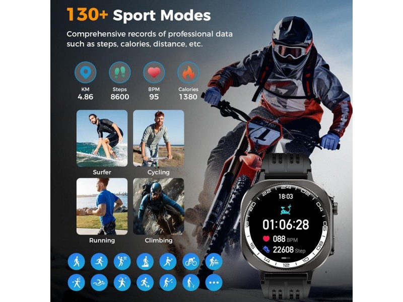 Smartwatch-Pametni sat za muškarce 1,43" HD AMOLED ekra