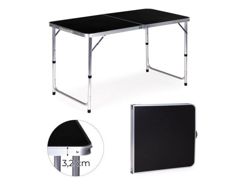 MODERNHOME SKLOPIVI STO ZA KAMPOVANJE – BLACK 120×60 CM
