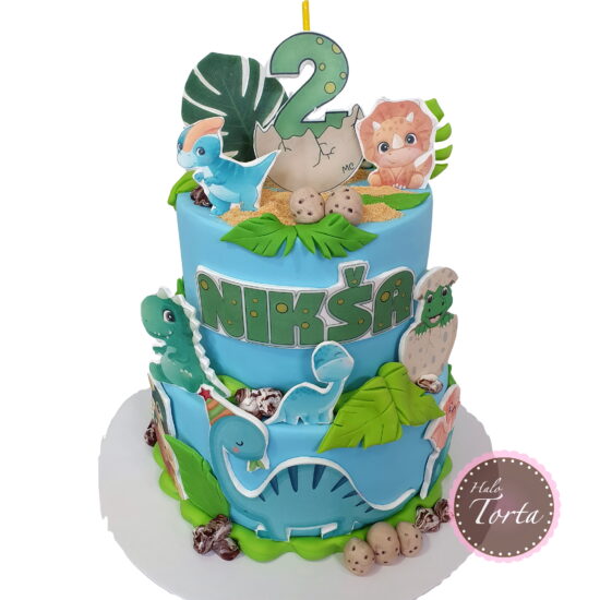 Spratna torta sa sličicama dinosaurusa