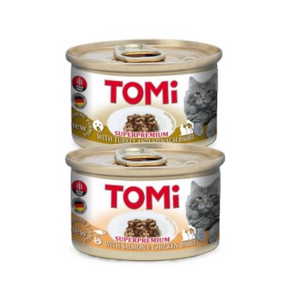 TOMI Cat konzerva za mačke komadići u gelu - Ćuretina i spanać 12x85g