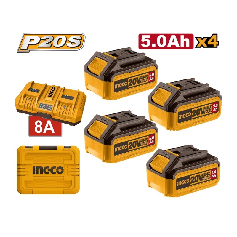 Set baterija 20V 4x5.0Ah SUPER INGCO FBCLI20285