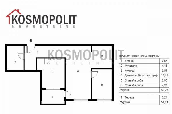 Ristin potok, Dvoiposoban stan na prodaju, 53m2, 123.423€