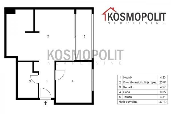 Karpoševa, Jednoiposoban stan na prodaju, 47m2, 181.685€
