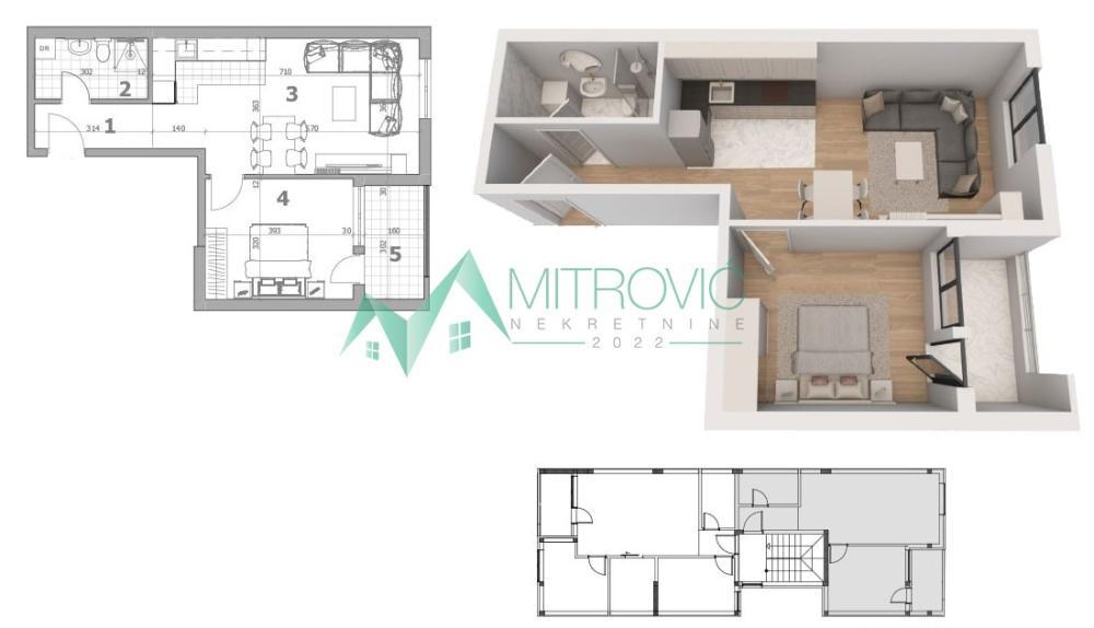 Jednoiposoban stan na prodaju, 45m2, 91.900€
