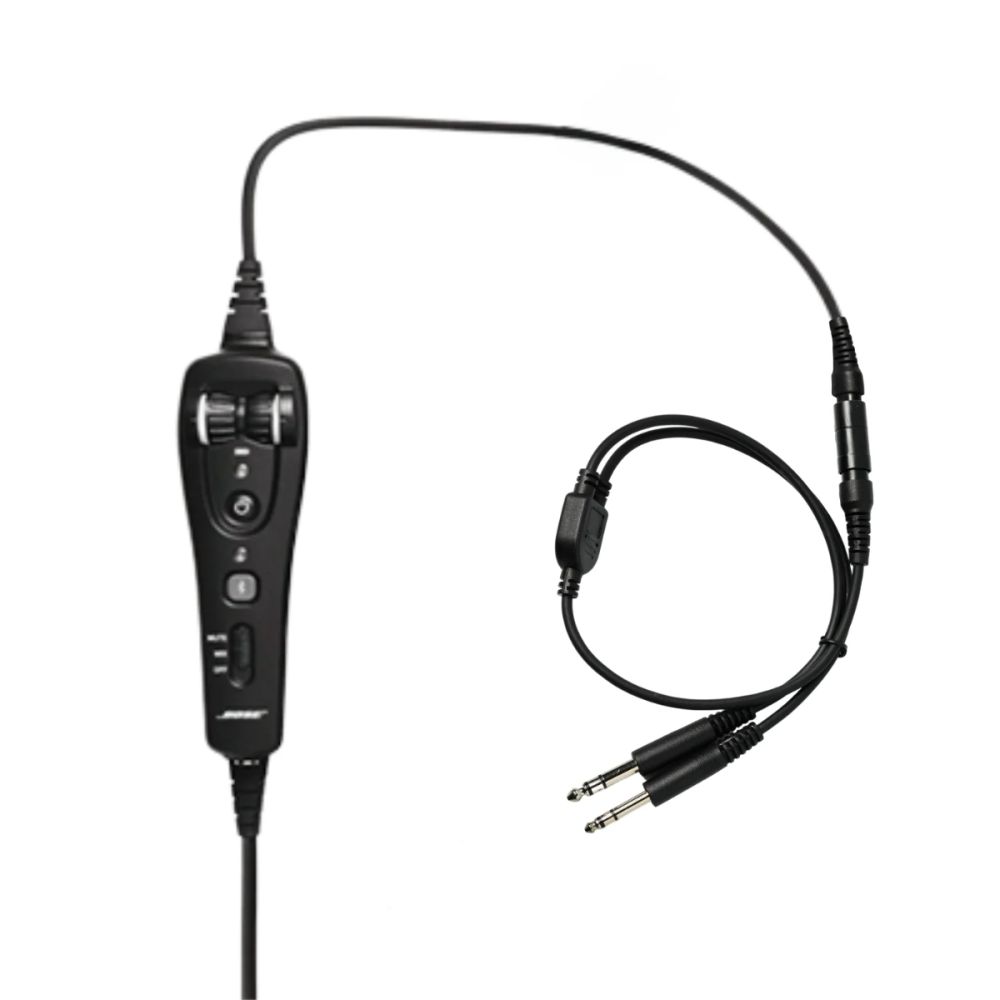 BOSE - A20 Cable Assy with High Impedance Microphone - Bluetooth - LEMO 6-Pin Plug with GA Twin Plug Adapter included