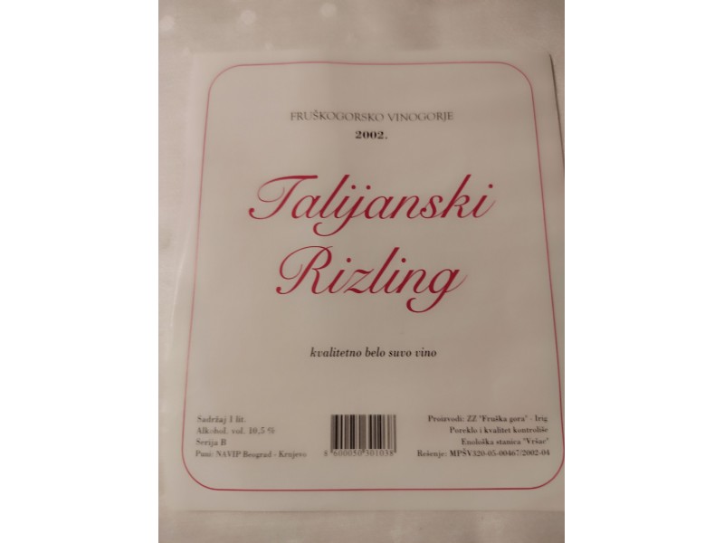 TALIJANSKI RIZLING 2002.