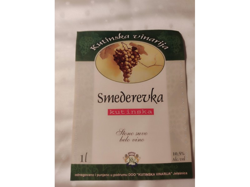 KUTINJSKA VINARIJA JELAŠNICA BELO STONO 1L 2002-2003.