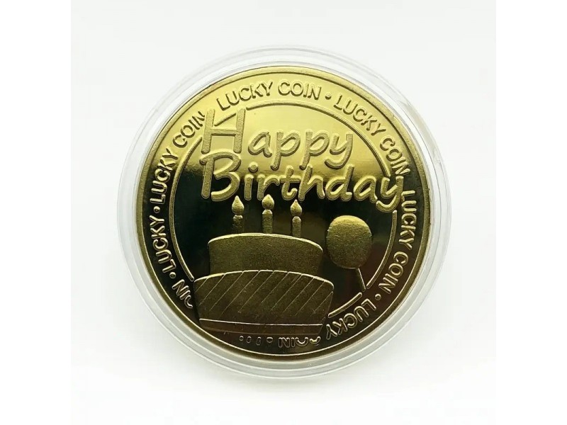 Poklon novcic Happy Birthday Gold NOVO