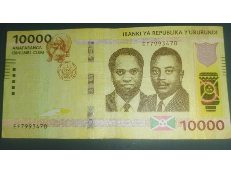 F3 10 000 franaka Burundi 2018 zuta