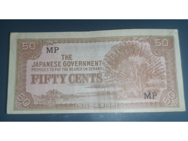 F34 50 centi Japanska okupacija Malezije 1942