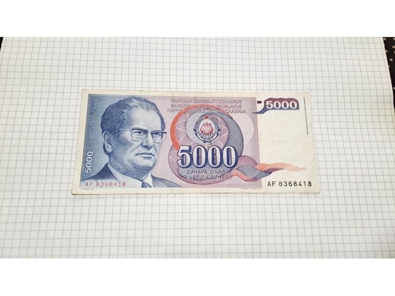 SFRJ 5000 DINARA 1985 GODINA TITO