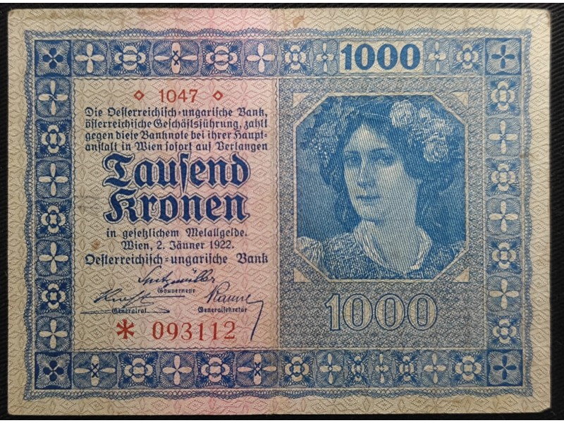 Austrija - 1000 kronen 1922