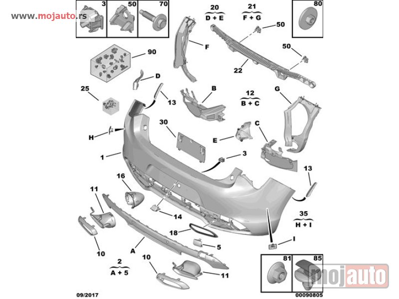 Citroen DS 5 Ukras Nosac Zadnjeg Branika Levo 11- NOVO