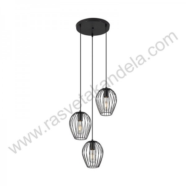 Visilica 3xE27 metalna crna BRY-W005R-3H
