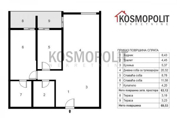 Ustanička, Trosoban stan na prodaju, 70m2, 243.958€