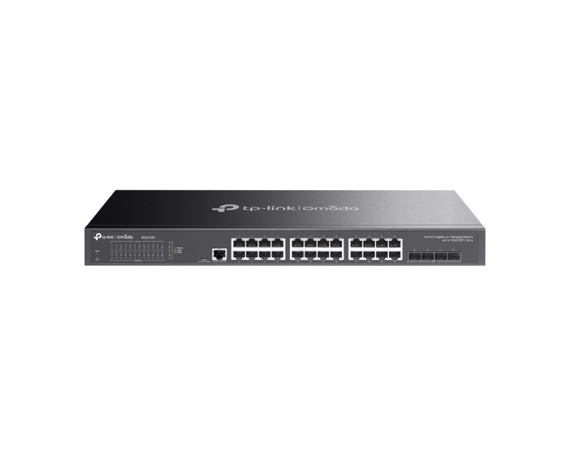 TP-LINK_ SG3428X Omada 24-Porta Gigabit L2+ upravljiv Switch sa 4 10GE SFP+ Slota