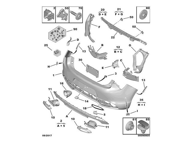 Citroen DS 5 Ukras Nosac Zadnjeg Branika Desno 11- NOVO