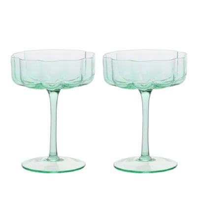Čaše set 2 - Hestia, Bright Green Scalloped, Martini