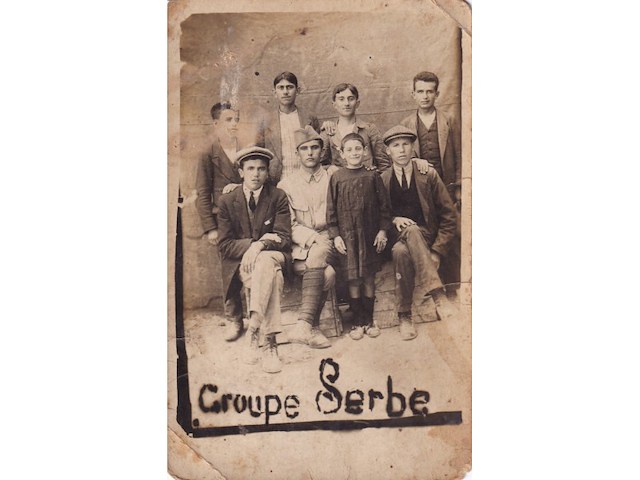 WWI FRANCUSKA SRBIJA razglednica-fotografija GRUPA SRBA