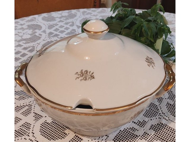 Velika porcelanska Supijera sa pozlatom