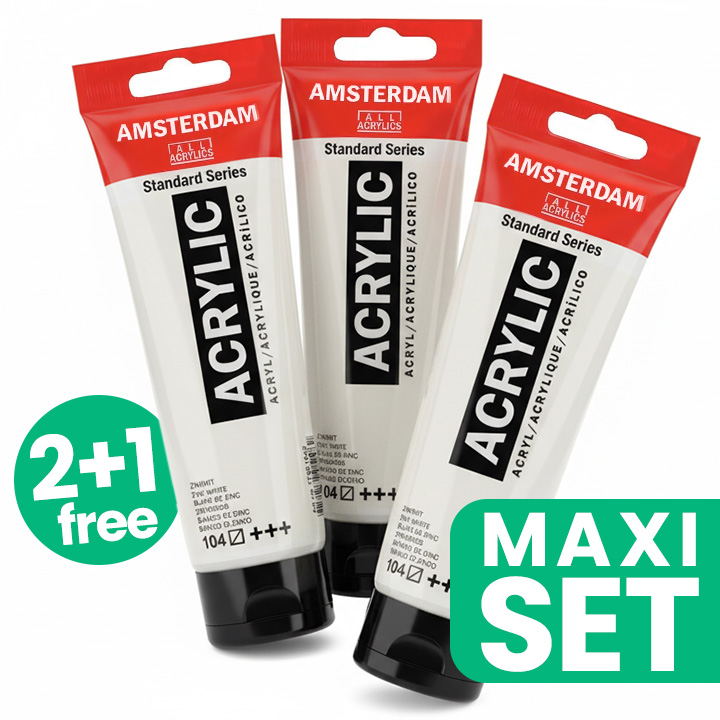 Set od 3 akrilne boje Amsterdam - 2 + 1 besplatno | Titanijum bela