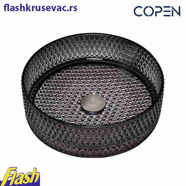 Stakleni nadgradni lavabo okrugli – CRNI – COPEN – C-15-002