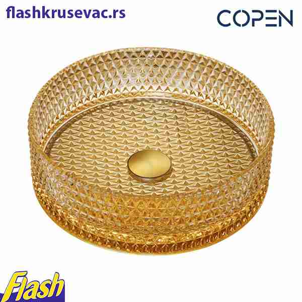 Stakleni nadgradni lavabo okrugli – ZLATNI – COPEN – C-15-004