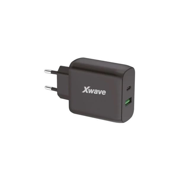 XWAVE Punjač GaN65w-AC, ultra-brzi 65W USB-A + USB-C ,crna