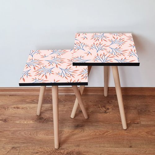2Shp169 - Salmon Salmon Navy Blue Nesting Table (2 Pieces)