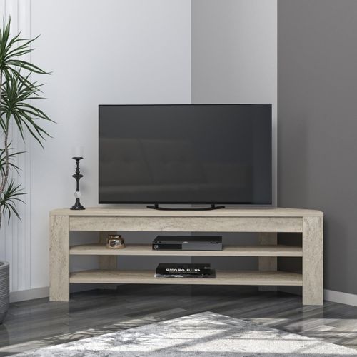 Corner - Travertine Travertine TV Stand