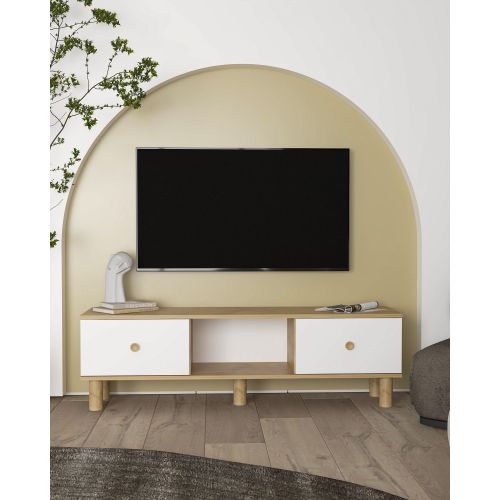 Mono - Sapphıre Oak, White Sapphire Oak White TV Stand