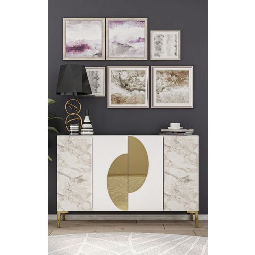 Afra KM120 - White, Ephesus Marble, Gold White Ephesus Marble Gold Console