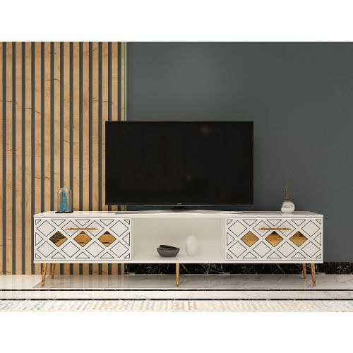 Dome - White, Silver White Silver TV Stand