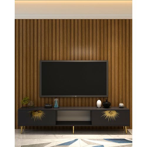 Nida - Anthracite, Gold Anthracite Gold TV Stand
