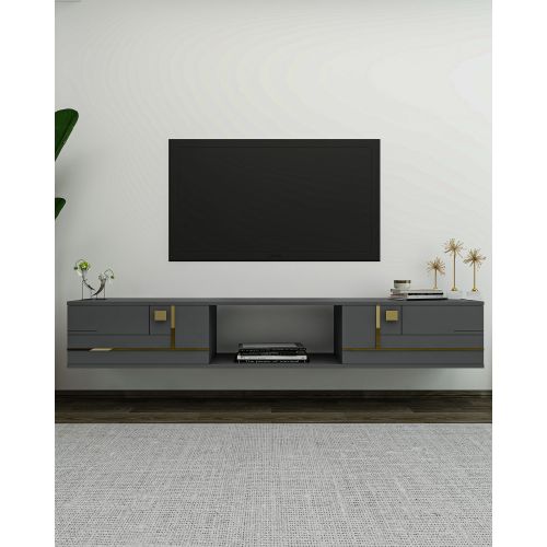 Aredam - Anthracite, Gold Anthracite Gold TV Stand