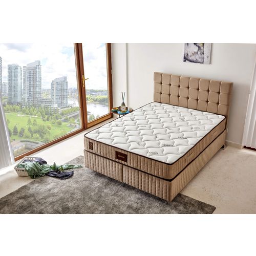 Bamboo 140x190 cm Double Size Middle Firm Mattress White Beige Brown Mattress