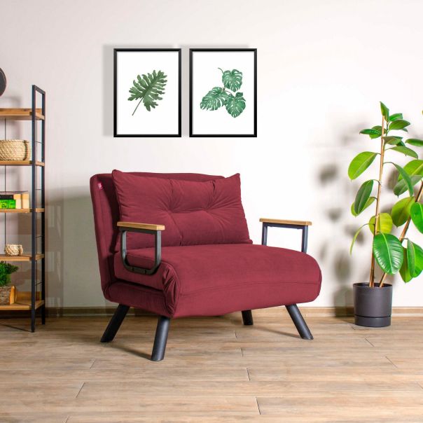 ATELIER DEL SOFA Fotelja na razvlačenje Sando Single, bordo