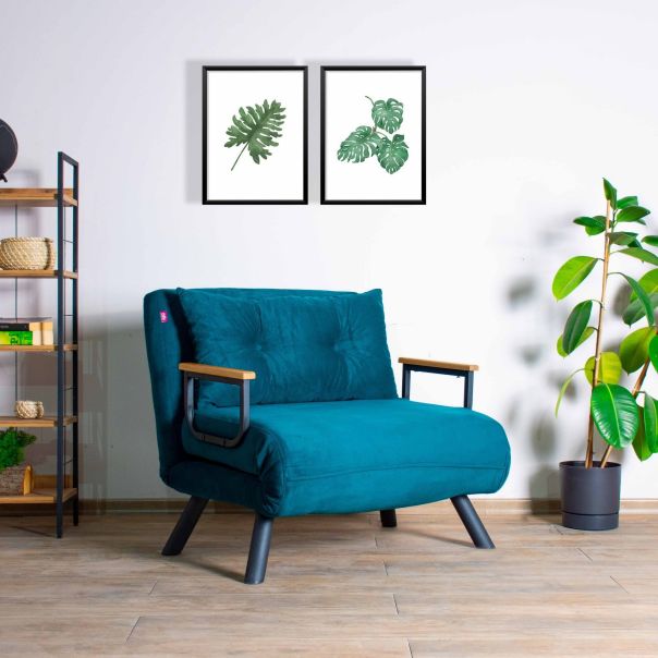 ATELIER DEL SOFA Fotelja na razvlačenje Sando Single, petrolej